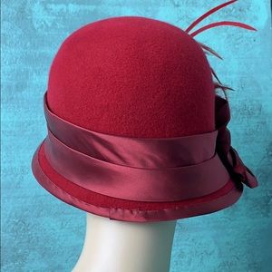 Accessories | Custom Red Wool Cloche | Poshmark